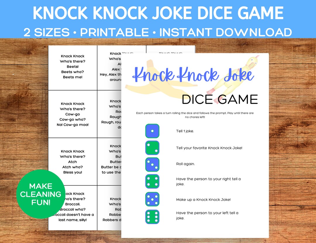 Knock Knock Joke Dice Game Printable, Family Game Night, April Fools ...