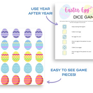 Easter Dice Game, Printable Egg Easter Game, Easter Egg Dice Game ...