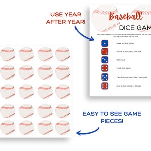 Printable Baseball Dice Game, Party Activity (digital Download) - Etsy