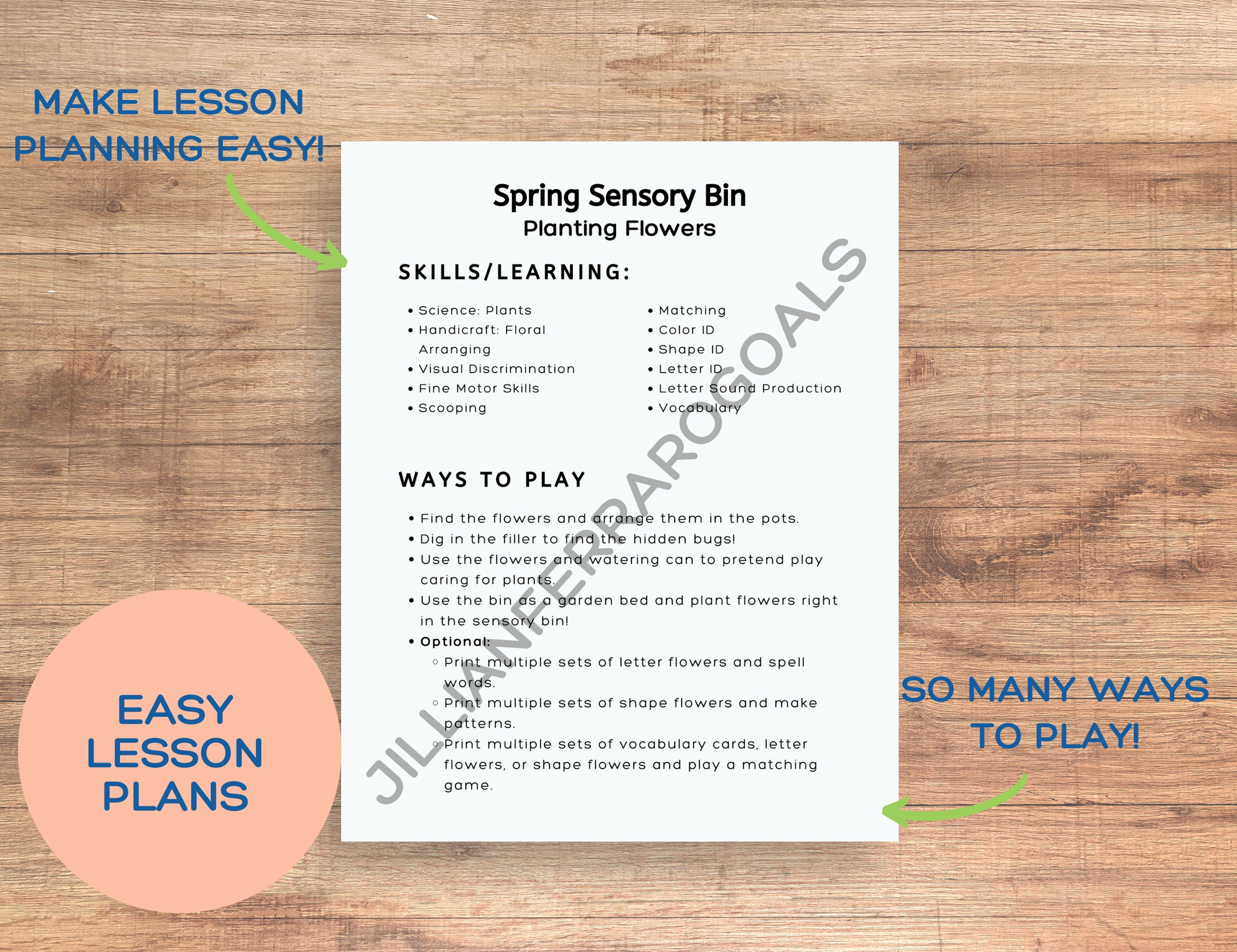 Garden Sensory Bin Plan, Preschool Fine Motor Activity (PDF) - Etsy