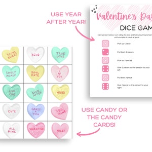 Valentine's Day Candy Dice Game, Valentine's Day Candy Party Game ...