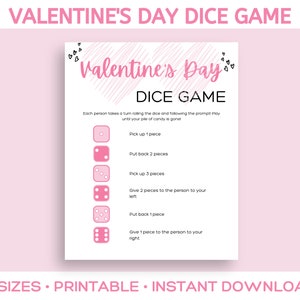 Valentine's Day Candy Dice Game, Valentine's Day Candy Party Game ...
