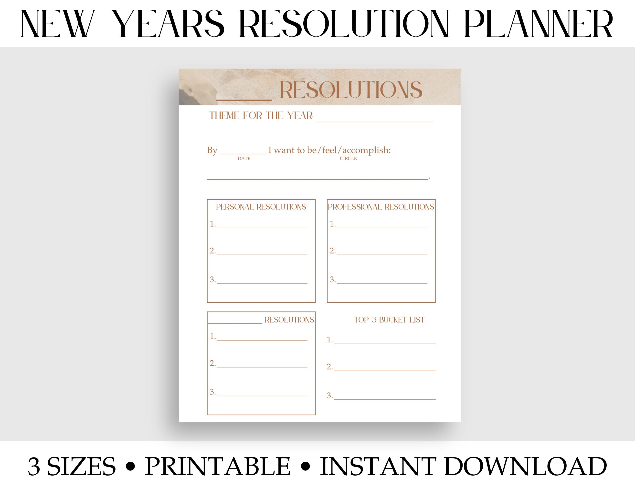 2023 New Years Resolution Printable, New Years Goals Planner, New Year ...