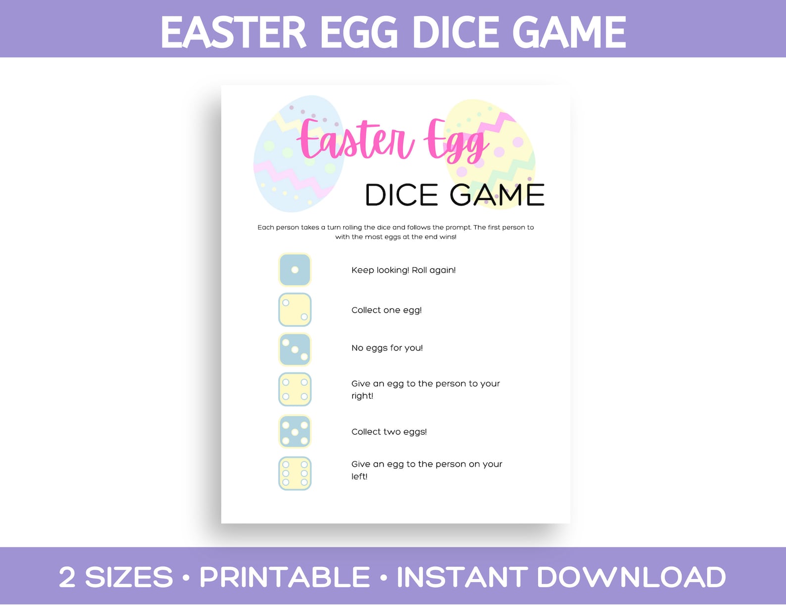 Easter Dice Game, Printable Egg Easter Game, Easter Egg Dice Game ...