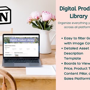 Digital Product Library for Notion, Digital Product Organizer, Digital ...