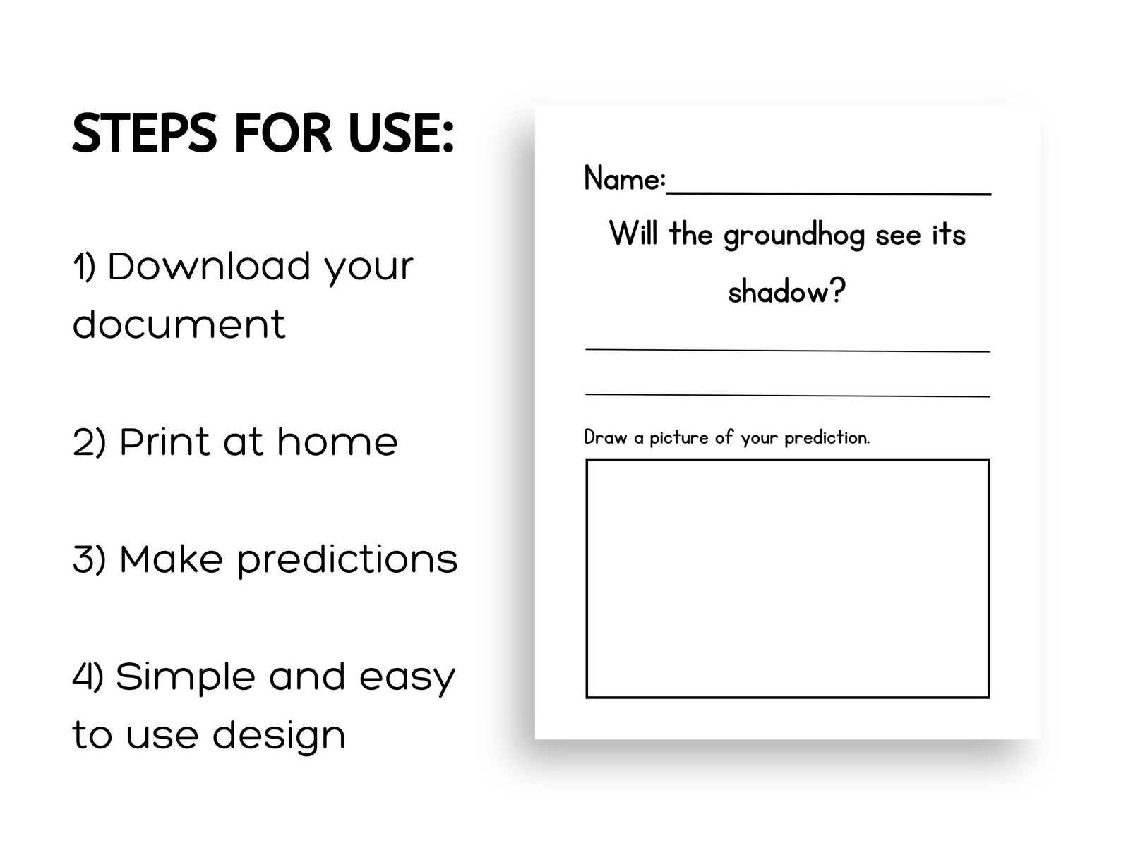 Groundhog Day Printable Worksheet, February Kids Worksheet for ...