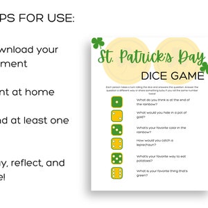 St. Patrick's Day Dice Game, St. Paddy's Day Game, St. Patrick's Day ...