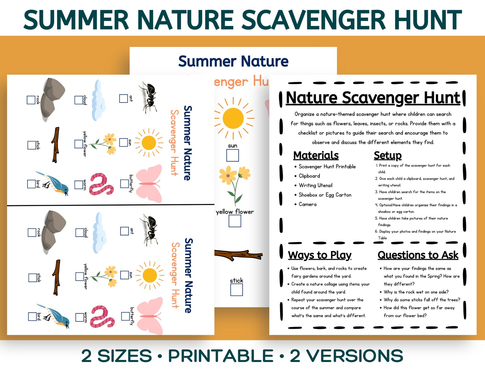 Printable Nature Scavenger Hunt, Printable Scavenger Hunt, Summer ...