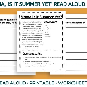 Mama is It Summer yet Read Aloud Lesson, Summer Read Aloud Plan, Summer ...