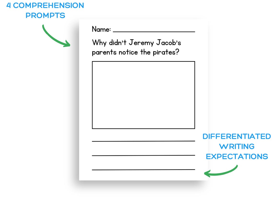 How I Became a Pirate Comprehension Worksheet, Summer Learning Pre K ...