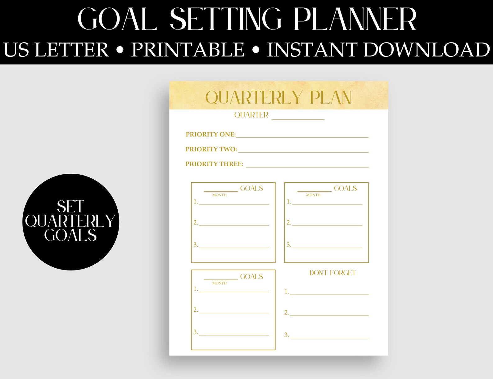 2023 Goal Setting Planner Printable Bundle, 10 Colors (US Letter, A4 ...