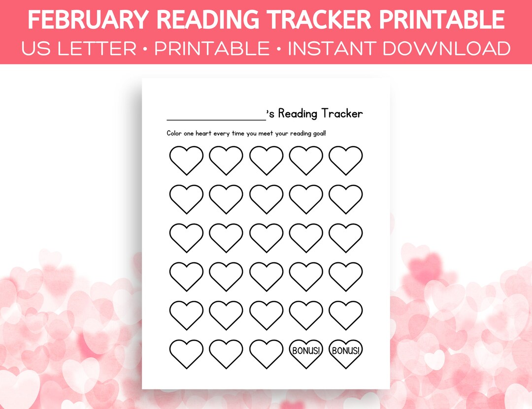 Valentine's Day Reading Tracker, February Classroom Printable (PDF) - Etsy