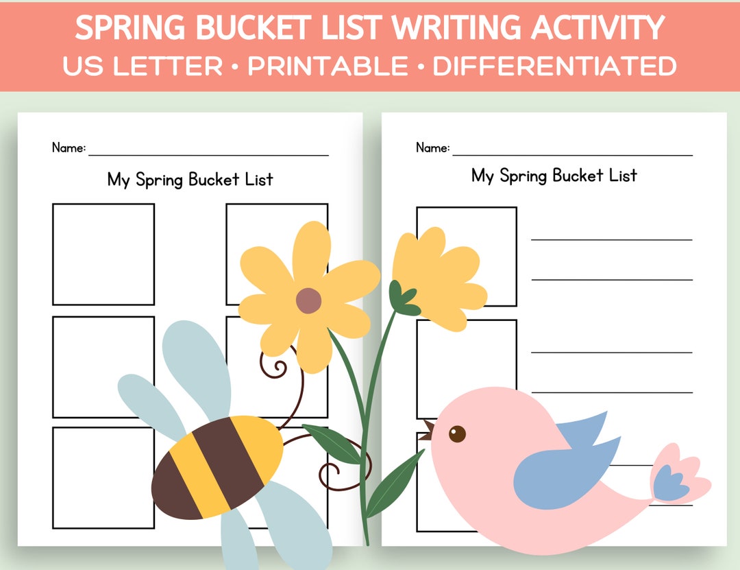 Spring Bucket List Printable Worksheet, First Day of Spring Worksheet ...