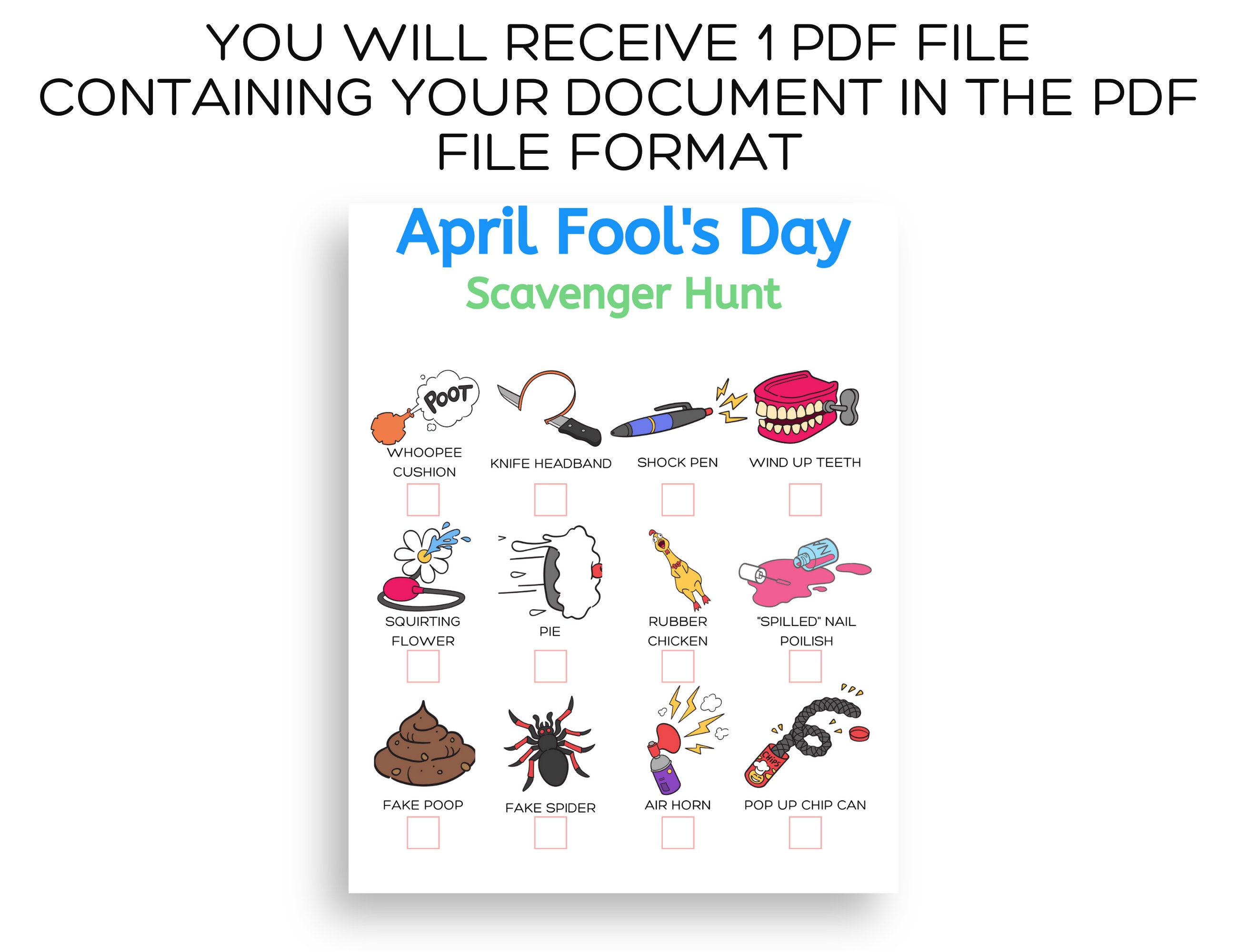April Fool's Day Scavenger Hunt Printable Game, April Fools Day Game ...