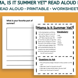 Mama is It Summer yet Read Aloud Lesson, Summer Read Aloud Plan, Summer ...