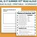 Summer Read Aloud Lesson Plan, Reading Response (printable PDF) - Etsy