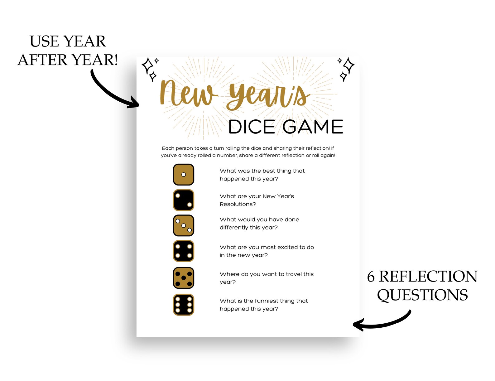 New Years Eve Dice Game-a New Years Eve Game Printable Party Game - Etsy