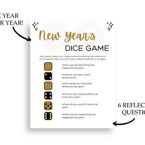 New Years Eve Dice Game | Printable Party Game (digital Download) - Etsy
