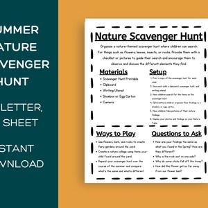 Printable Nature Scavenger Hunt, Printable Scavenger Hunt, Summer ...