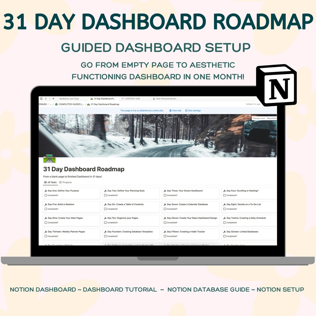 31 Day Notion Dashboard Guide, Guided Notion Dashboard Setup, Create a Custom Notion Dashboard ...