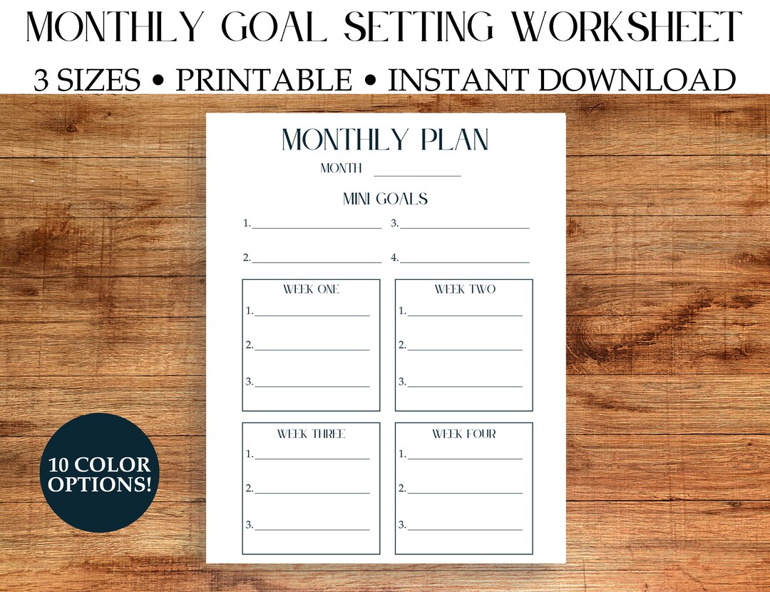 2023 Monthly Goal Setting Worksheet for 2023 Printable Planner - Etsy