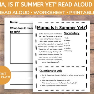 Mama is It Summer yet Read Aloud Lesson, Summer Read Aloud Plan, Summer ...