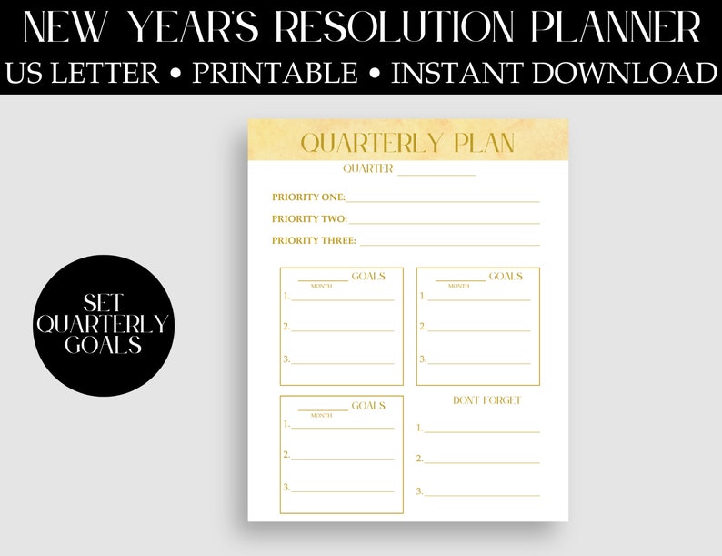 2023 New Years Resolution Planner Printable, New Years Goals Planner ...