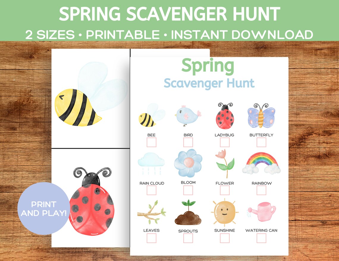 Spring Scavenger Hunt Printable, Spring Game for Kids, Spring Game for ...