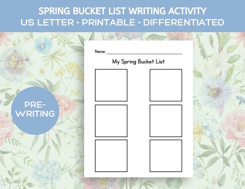 Spring Bucket List Printable Worksheet, First Day of Spring Worksheet ...