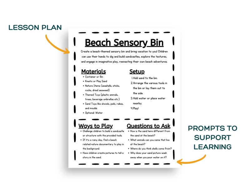 Beach Sensory Bin Plan, Summer Themed Lesson Plan, Summer Activities ...