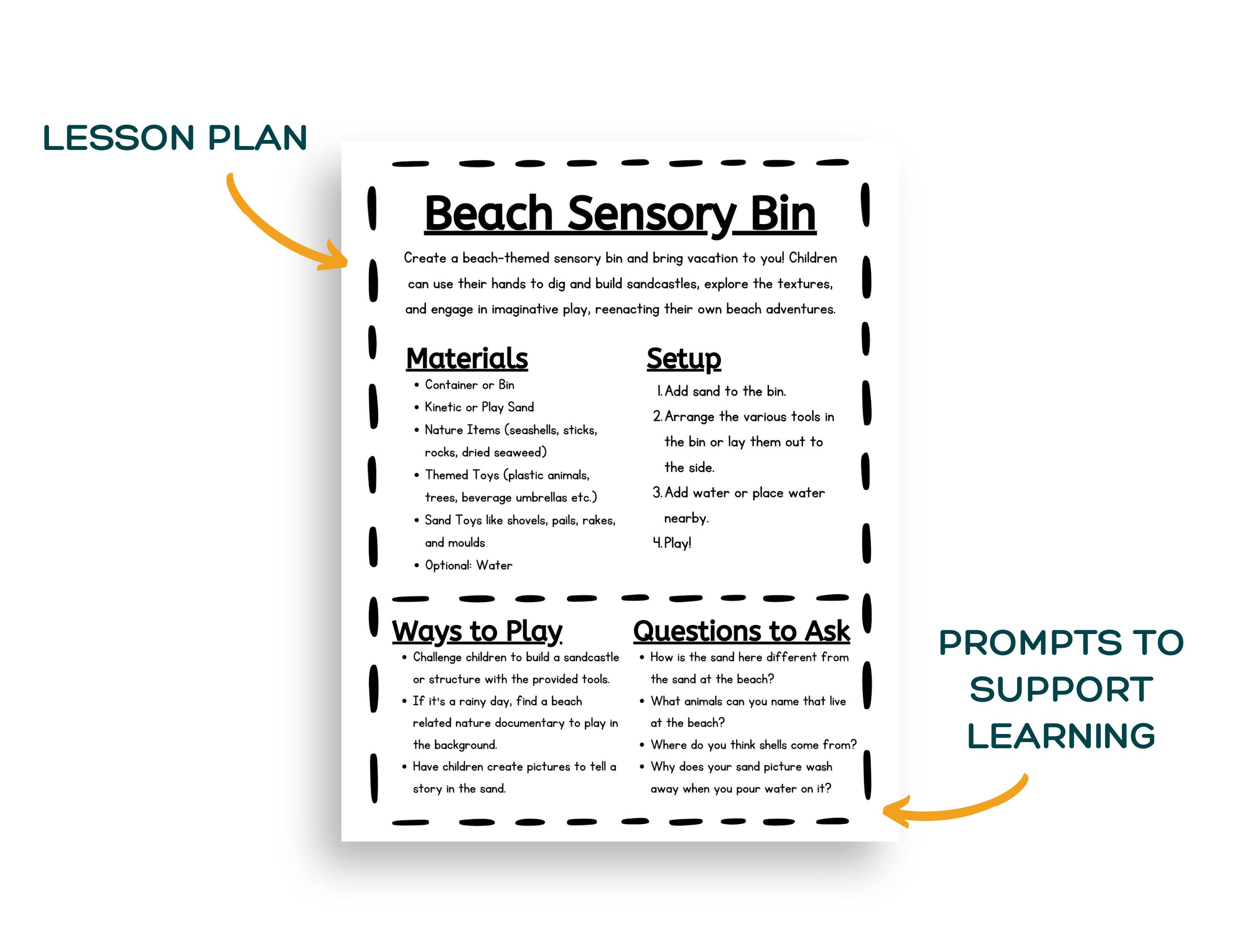 Beach Sensory Bin Activity Plan, Summer Theme (printable) - Etsy