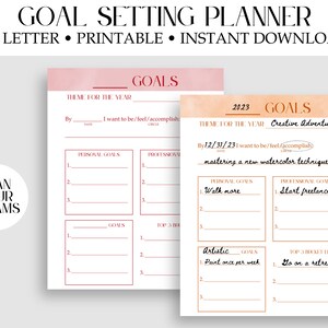 2023 New Years Goal Setting Planner Printable Bundle in 10 Colors and ...