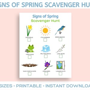 Signs of Spring Scavenger Hunt Printable, First Day of Spring Game for ...