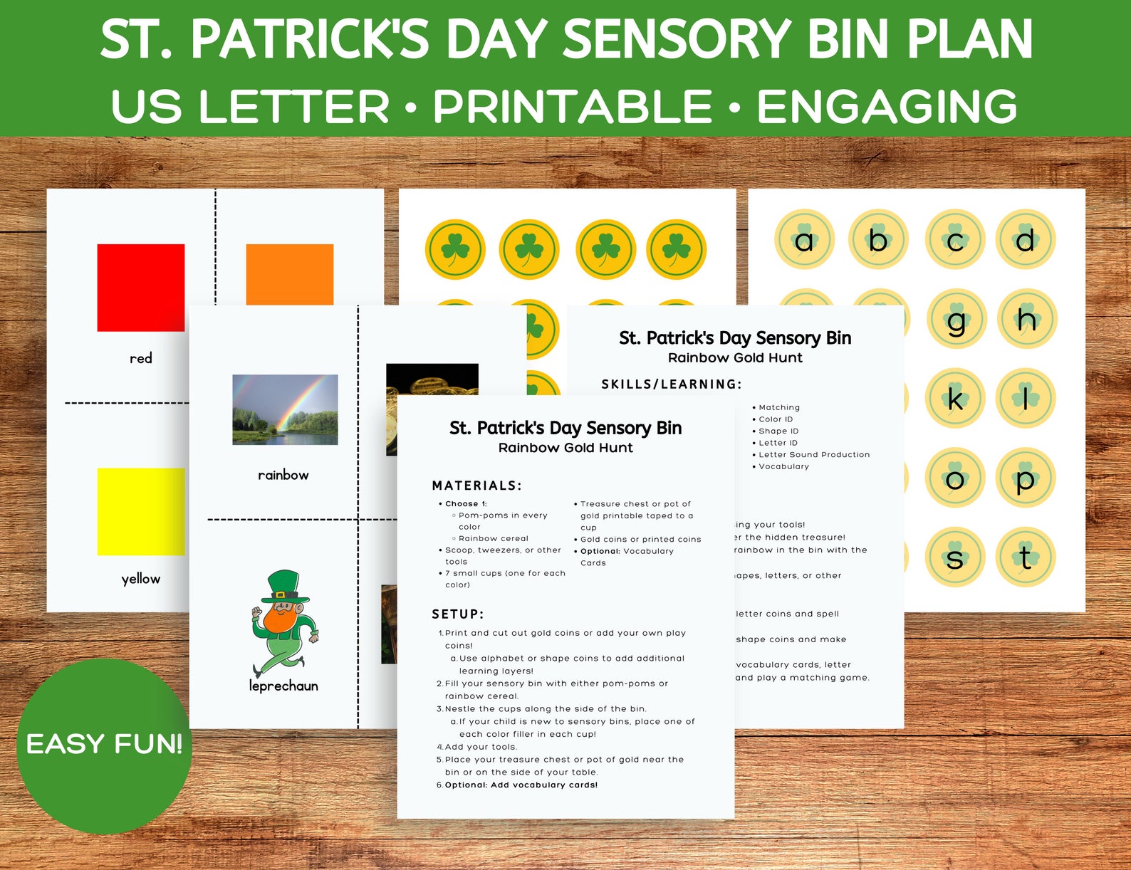 St. Patrick's Day Sensory Bin Plan, Preschool Activities (PDF) - Etsy