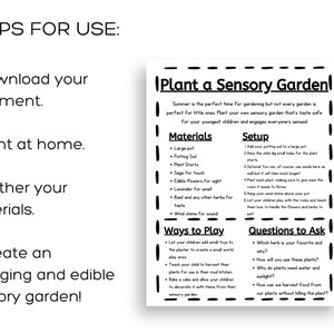 Sensory Garden Lesson Plan, Kids Summer Activity (printable) - Etsy