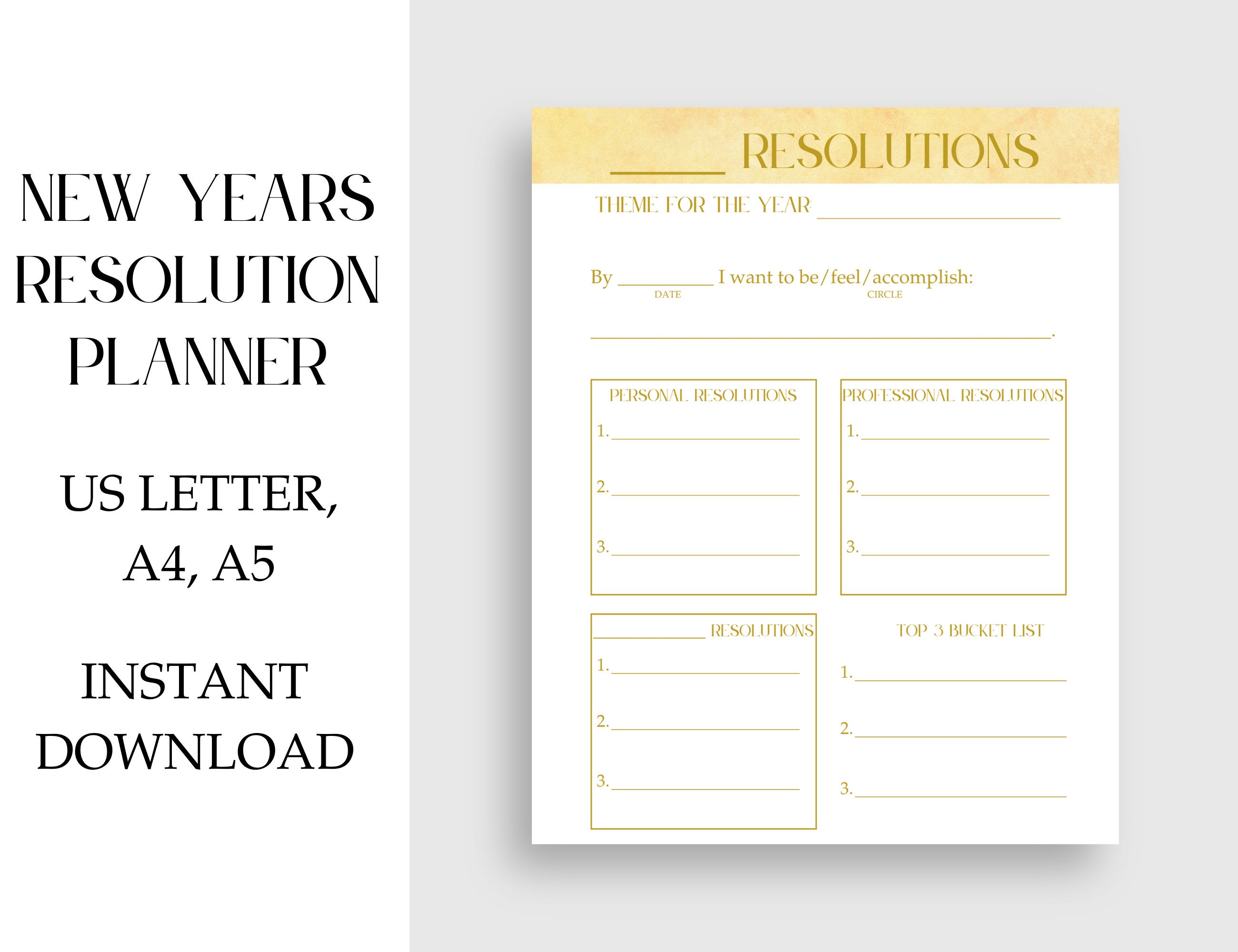 2023 New Years Resolution Printable, New Years Goals Planner, New Year ...