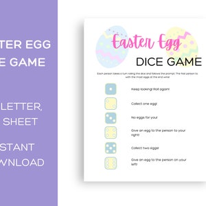 Easter Dice Game, Printable Egg Easter Game, Easter Egg Dice Game ...