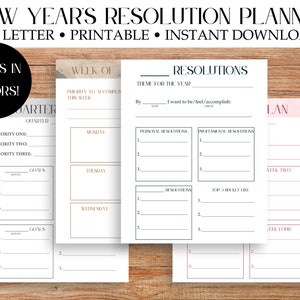 2023 New Years Resolution Planner Printable, New Years Goals Planner ...