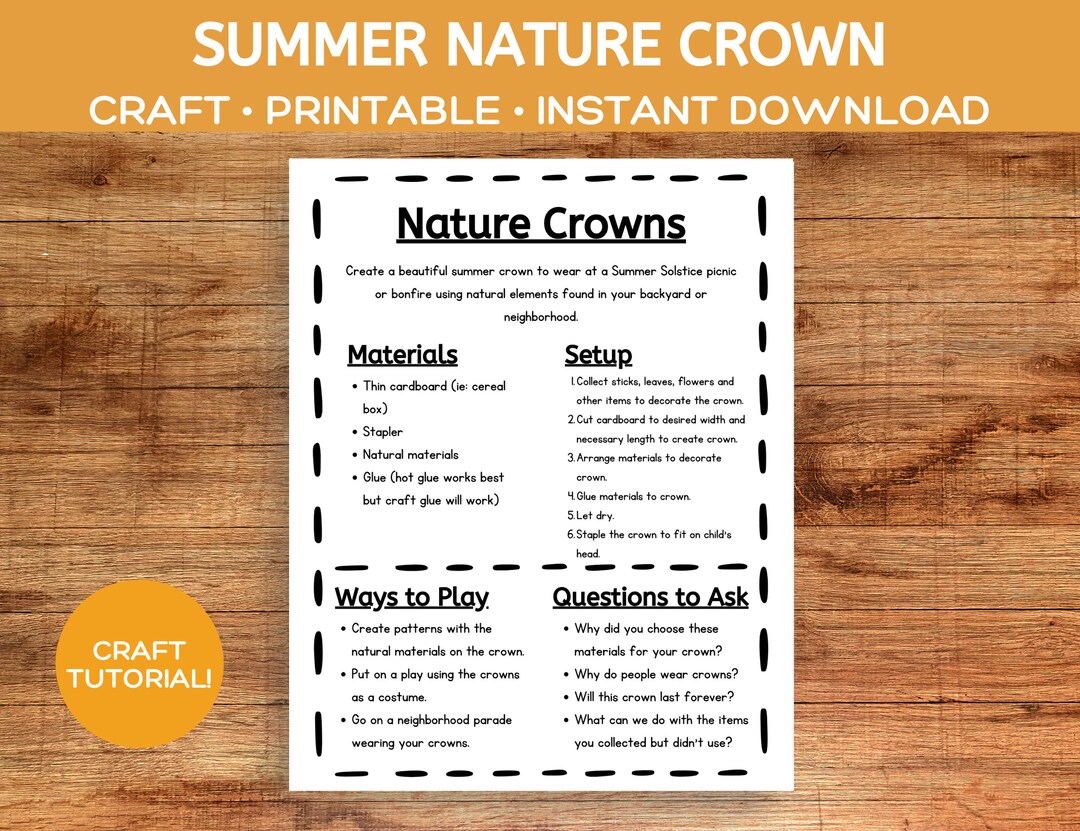 Summer Solstice Nature Crown, Nature Craft, Kids Summer Craft, Summer ...