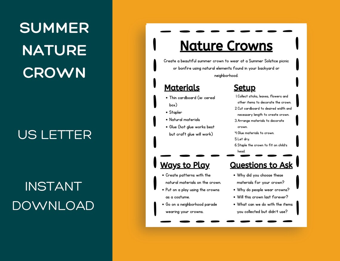Summer Solstice Nature Crown, Nature Craft, Kids Summer Craft, Summer ...