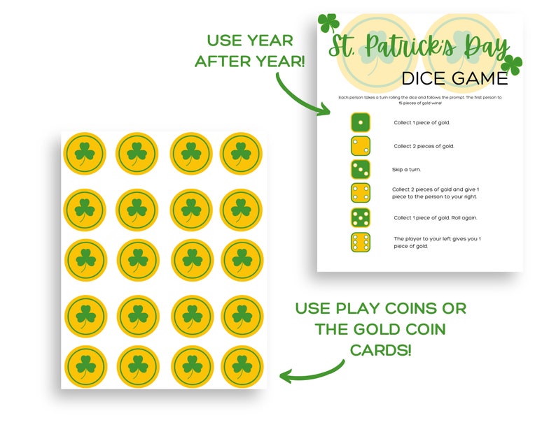 St. Patrick's Day Dice Game, St. Paddy's Day Coin Game, St. Patricks ...