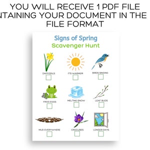 Signs of Spring Scavenger Hunt Printable, First Day of Spring Game for ...