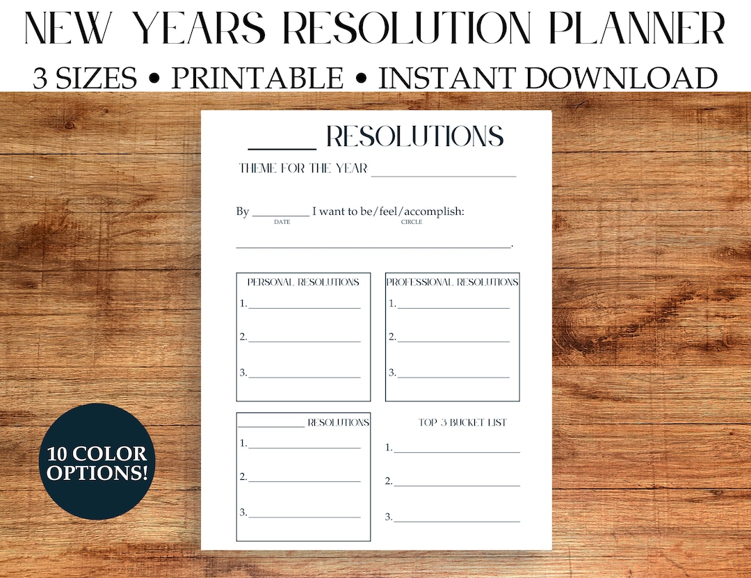 2023 New Years Resolution Printable, New Years Goals Planner, New Year ...