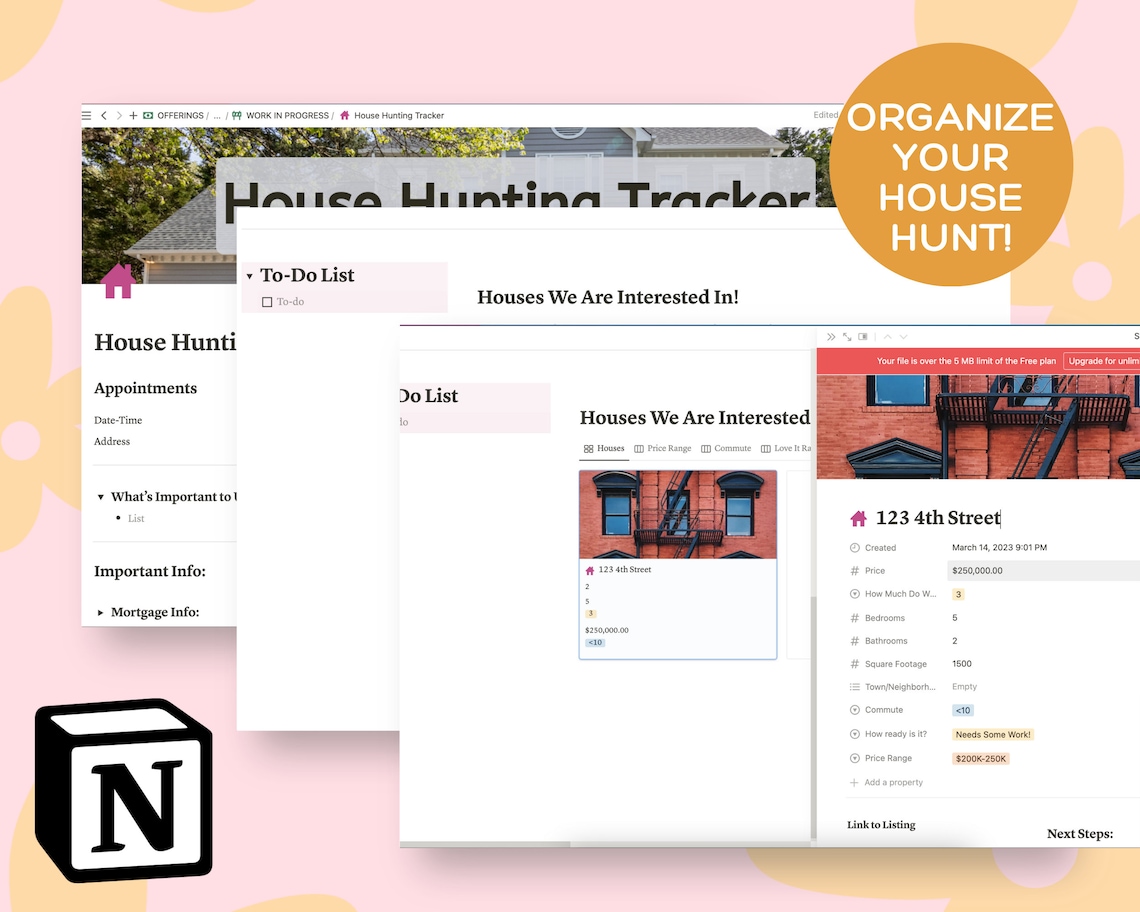 House Hunting Tracker Notion, House Hunting List, House Hunting Notes ...