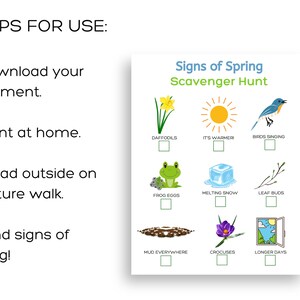 Signs of Spring Scavenger Hunt Printable, First Day of Spring Game for ...