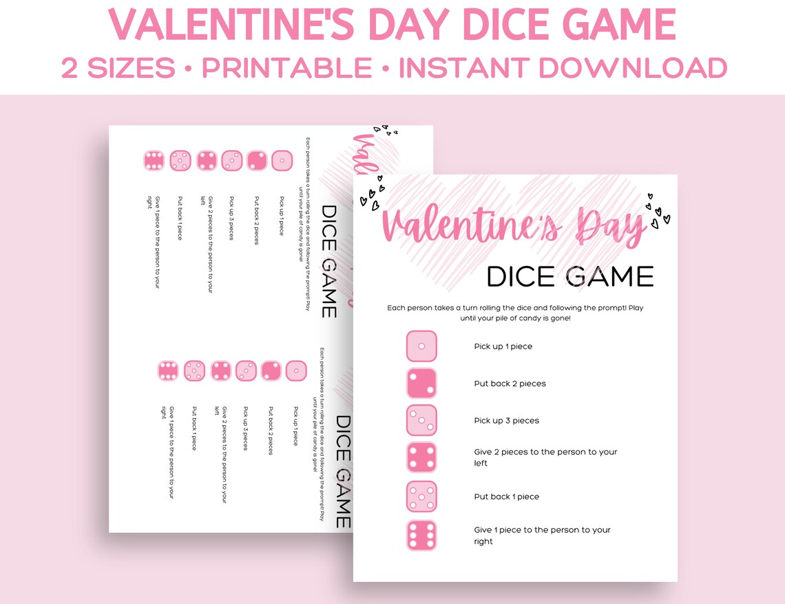 Valentine's Day Candy Dice Game, Valentine's Day Candy Party Game ...