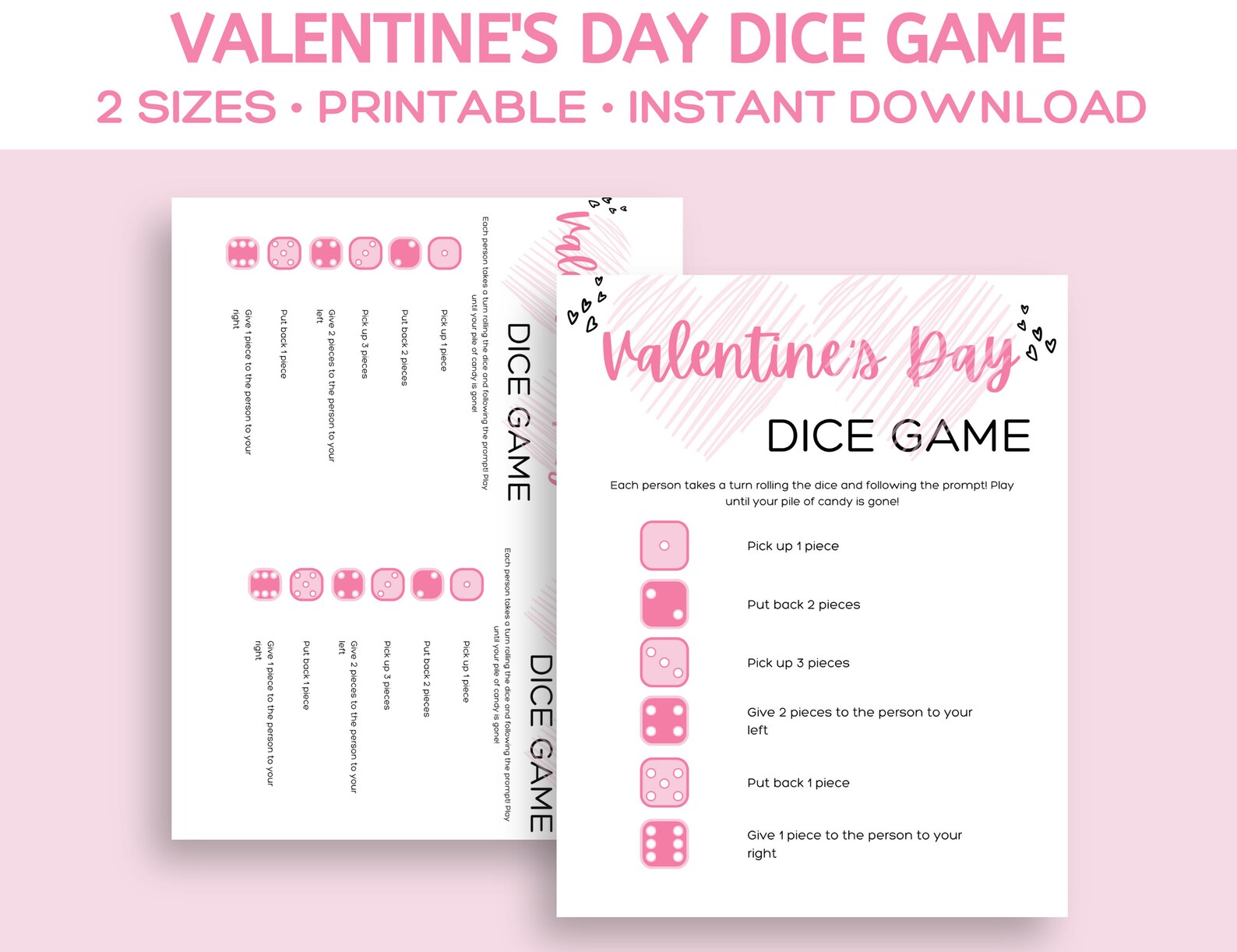 Valentine's Day Candy Dice Game, Valentine's Day Candy Party Game ...