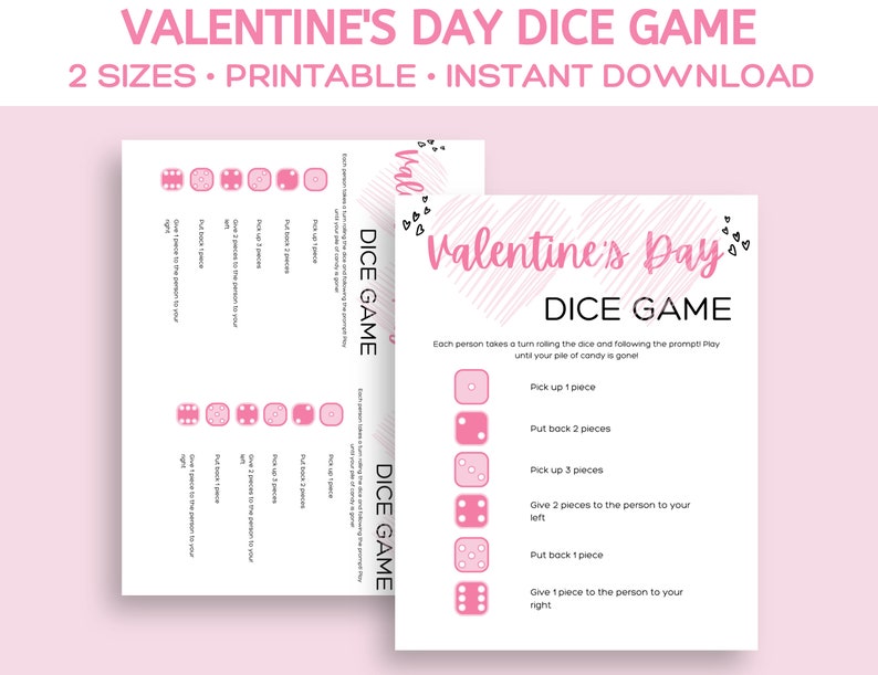 Valentine's Day Candy Dice Game, Valentine's Day Candy Party Game ...