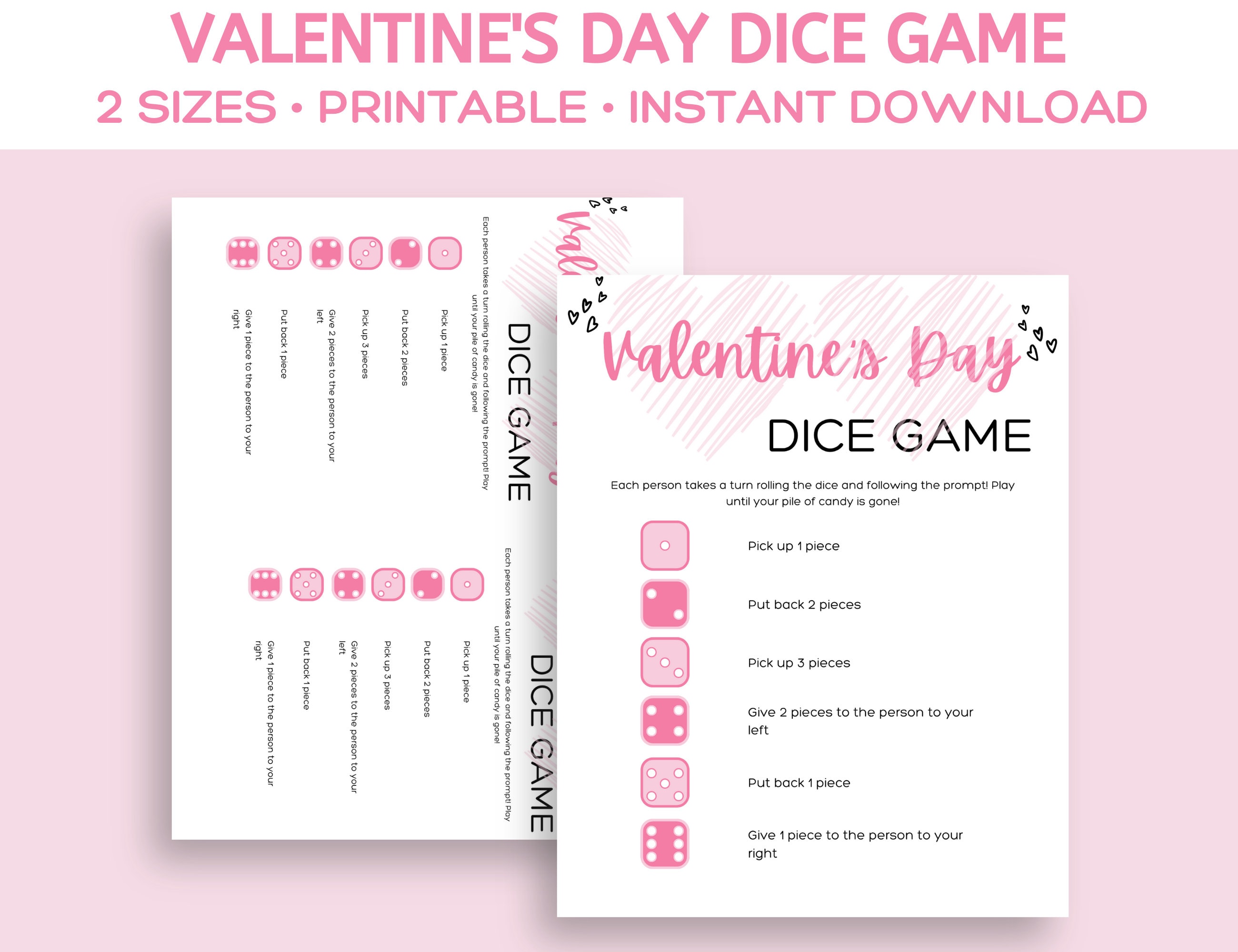Valentine's Day Candy Dice Game, Valentine's Day Candy Party Game ...