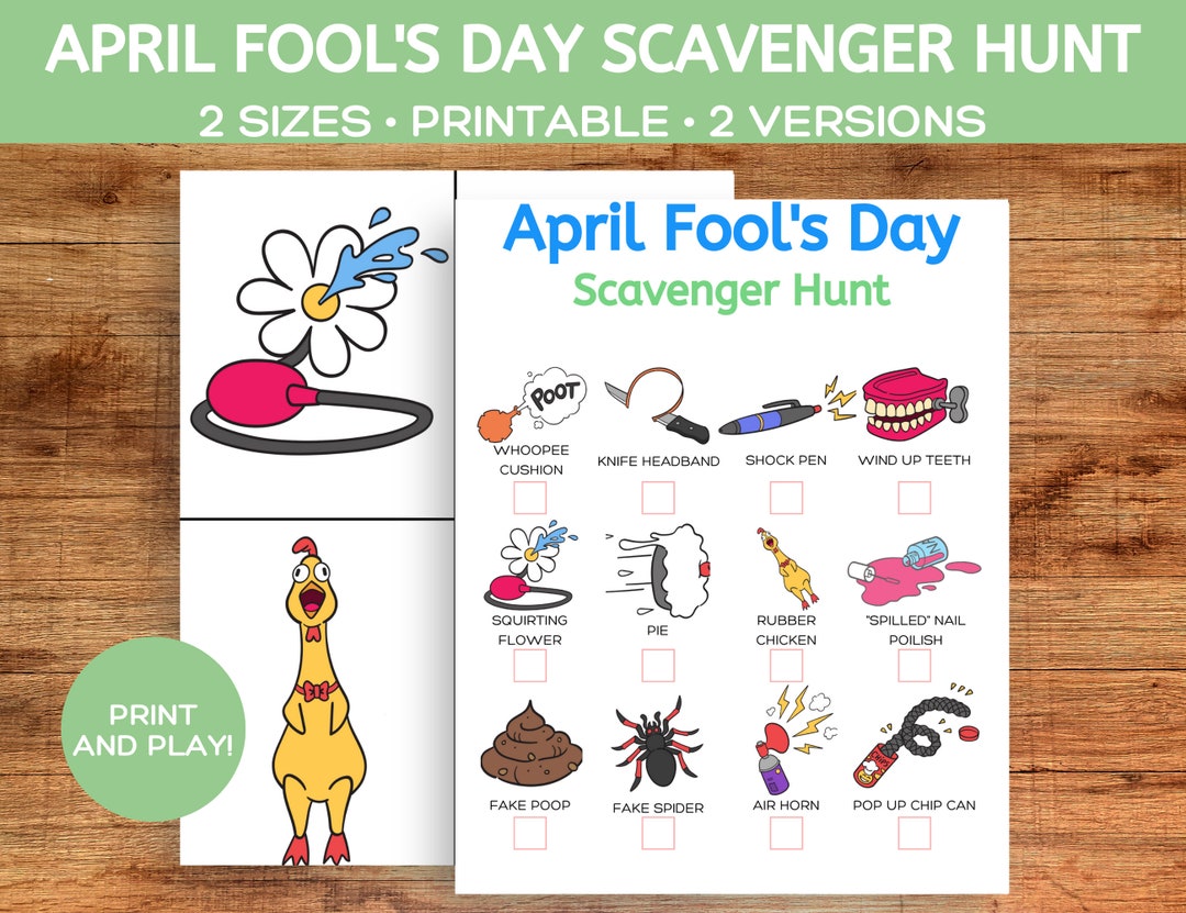 April Fool's Day Scavenger Hunt Printable Game, April Fools Day Game ...